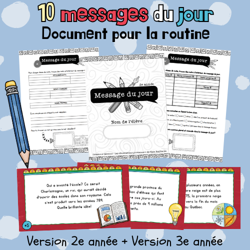 Messages du jour - Rentrée scolaire (2e,3e) – Créations Carotine