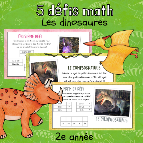 Défis mathématiques - Les dinosaures (2e) – Créations Carotine