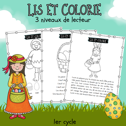 Lis et colorie (3 niveaux de lecteur) Pâques – Créations Carotine