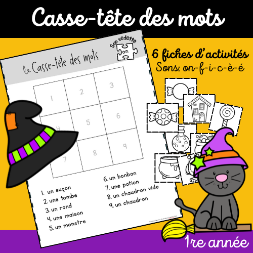 Casse-tête des mots (1re) Automne & Halloween – Créations Carotine