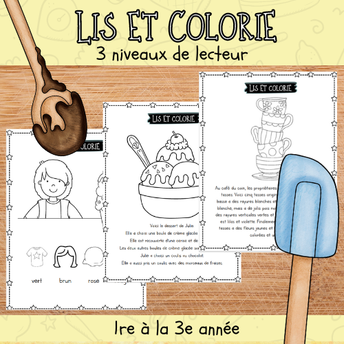 Lis et colorie (3 niveaux de lecteur) Alimentation – Créations Carotine