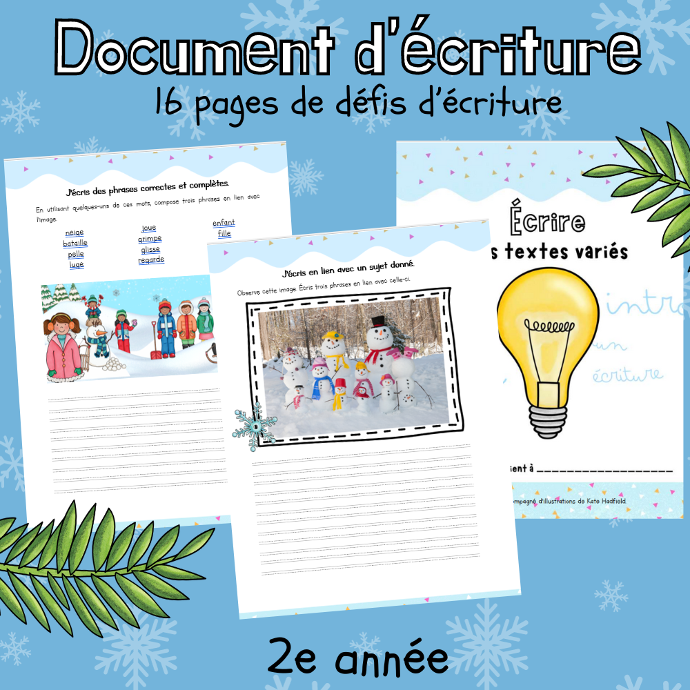 Cahier d'écriture - Novembre (2e) – Créations Carotine
