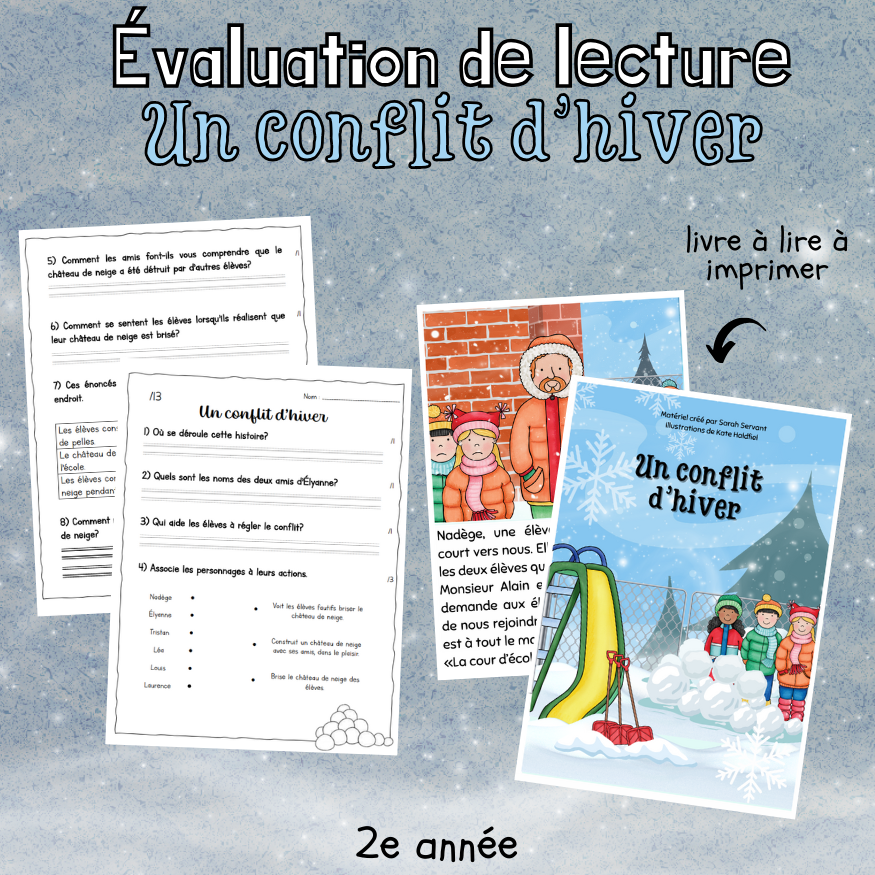Évaluation de lecture - Un conflit d'hiver (2e) – Créations Carotine